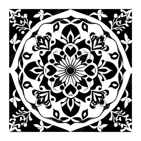 經典優雅的花卉曼陀羅圖案矢量黑白設計 花卉曼陀羅圖案矢量圖 黑白设计 曼陀羅向量圖案素材免費下載，png，eps和ai素材下載