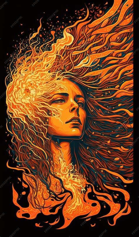 Premium Ai Image A Poster Of A Woman With A Fire On Her Face