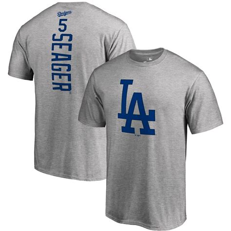 Mens Los Angeles Dodgers Corey Seager Fanatics Gray Backer Name And Number T Shirt