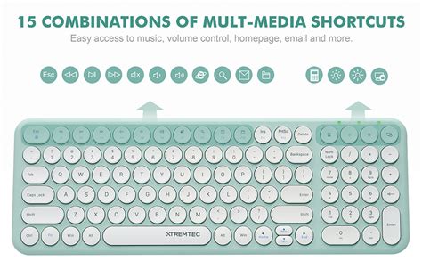 Wireless Keyboard And Mouse Xtremtec Compact Full Size Cute Keyboard Retro Round Keycap 2