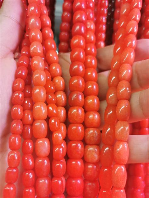 16inch Red Coral Canary Yellow Candy Jade Rondelle Jade Yellow