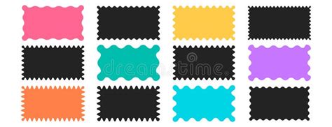 Color Rectangle Frames With Jagged Edges Torn Paper Curved Badges