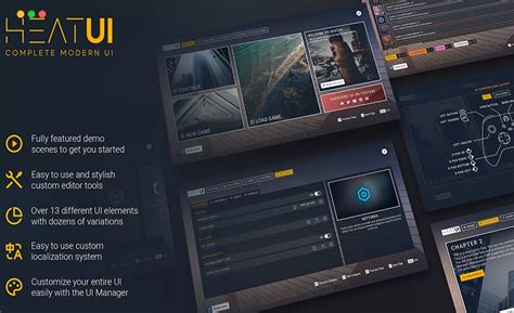 Unity资产 现代简约风格游戏界面 Heat Complete Modern Ui 爱素材