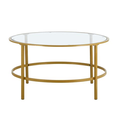 Round Metal Glass Coffee Table In Gold Tesco Groceries