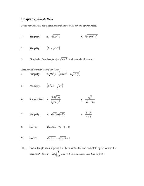 Intermediate Algebra Sample Exam With Resolution Math 230 Docsity