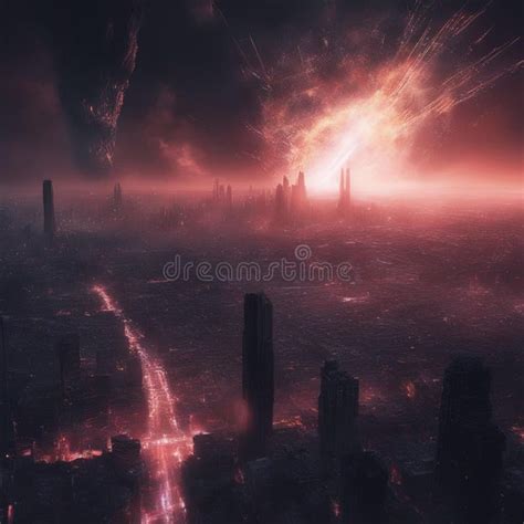 Cityscape With A Large Explosion Exploding Over The Ground Stock Illustration Illustration Of