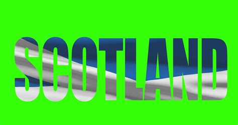 Scotland Country Lettering Word Text With Flag Waving Animation On