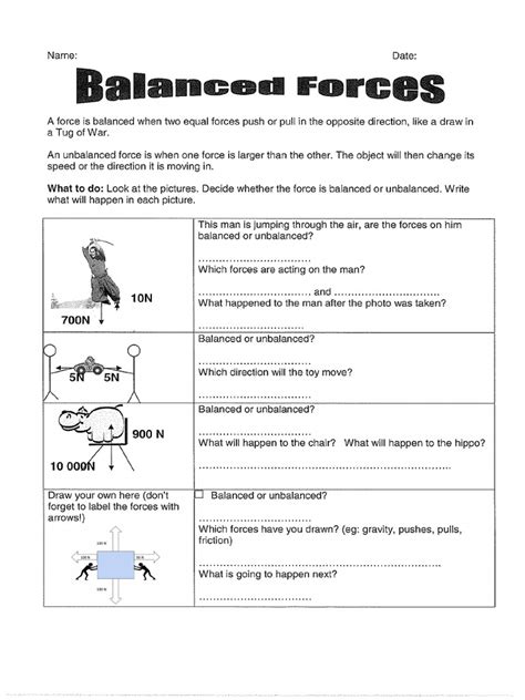 Ws Balanced Forces Pdf