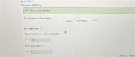 Solved Your Answer Is Correct The Following Set Of Data Is Chegg