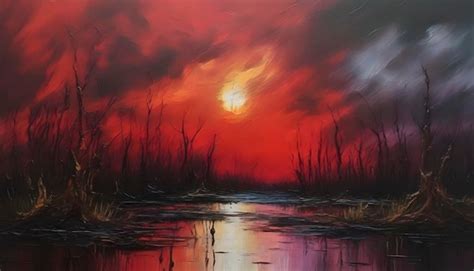 Premium Psd A Scary Swamp Landscape Abstract Art