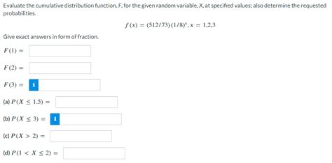 Solved Evaluate The Cumulative Distribution Function F For