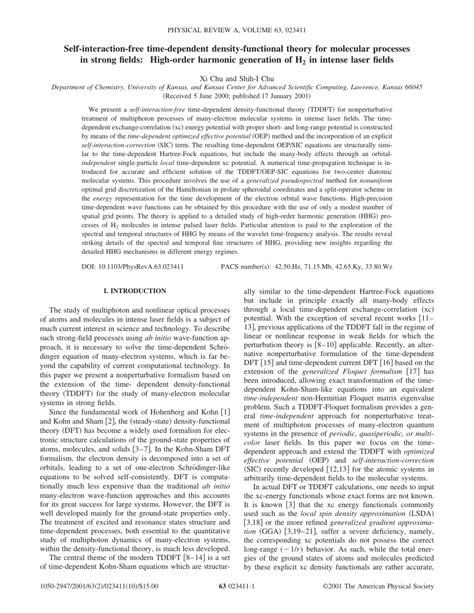Pdf Self Interaction Free Time Dependent Density Functional Theory For Molecular Processes In