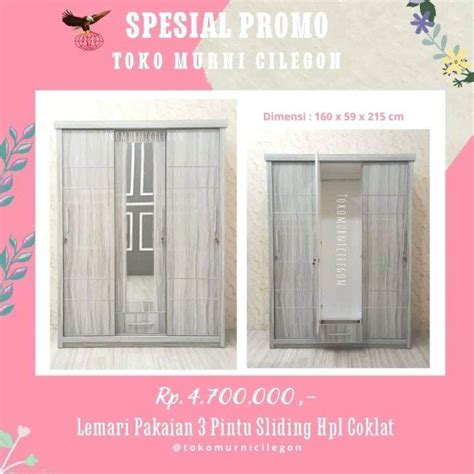 LEMARI PAKAIAN 3 PINTU SLIDING HPL COKLAT Lazada Indonesia