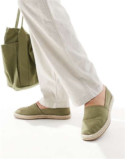 Asos Design Espadrilles In Khaki Green Asos