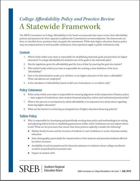 Topic College Affordability Southern Regional Education Board