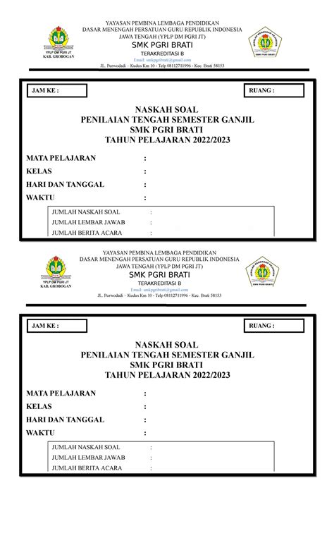Sampul Amplop Yayasan Pembina Lembaga Pendidikan Dasar Menengah