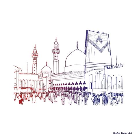 Desenho Vetorial De Uma Ilustração De Meca E Kabah Vetor Premium