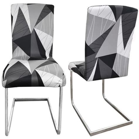Lot de 4 Housse de Chaise de Salle à Manger Extensible Géométrie Pas