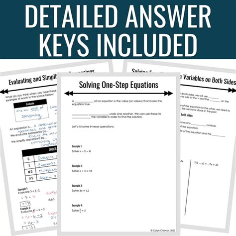 Solving Linear Equations Guided Notes Complete Unit Bundle PreAlgebra Algebra