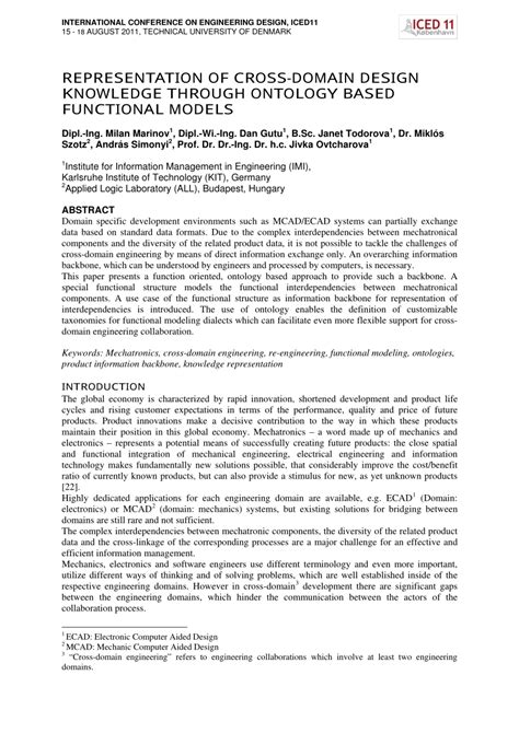 Pdf Representation Of Cross Domain Design Knowledge Through Ontology
