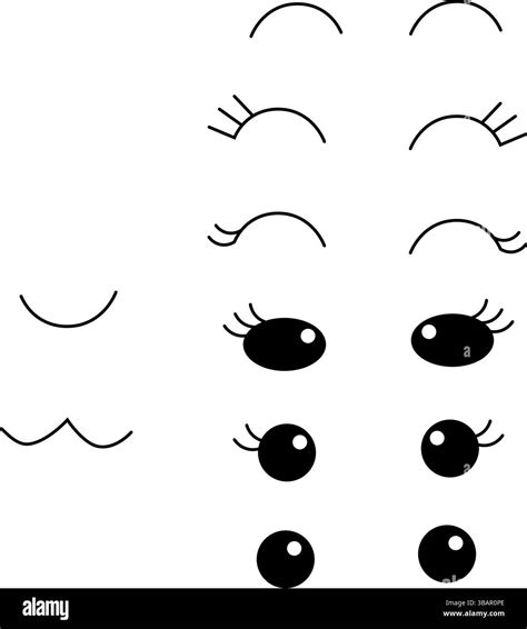 Kawaii Manga Style Female Cute Eyes Set Drawing Doll Eyes Eyes For