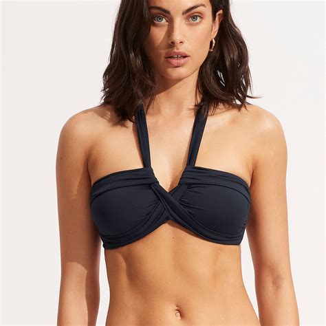 Seafolly Collective Halter Bandeau Bikini Top True Navy Seafolly
