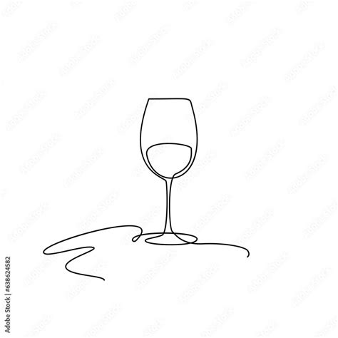 Wine Glass Continuous Line Draw Minimalistic Monoline Wineglass