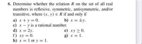 Solved Determine Whether The Relation R On The Set Of All Chegg