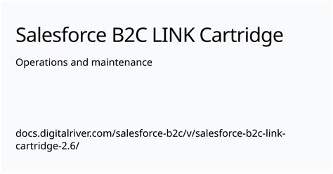 Operations And Maintenance Salesforce B2c Link Cartridge
