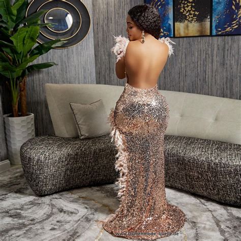 Kleider 2024 Damen Pailletten Spaghettiträger Meerjungfrau Bodycon