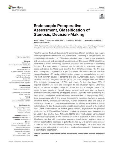 Pdf Endoscopic Preoperative Assessment Classification Of Stenosis Decision Making
