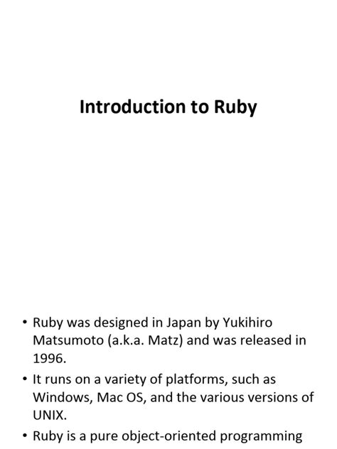 Ruby Introduction Pdf Class Computer Programming Parameter
