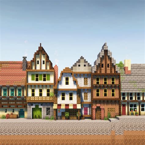 Medieval Street Town Square Design Minecraft Medieval Row Houses