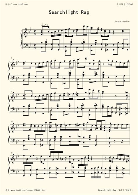 钢琴谱 钢琴块 2 等级歌曲137 探照灯拉格