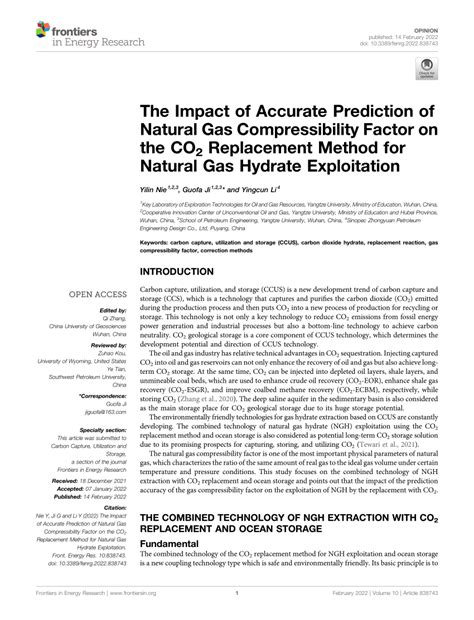 Pdf The Impact Of Accurate Prediction Of Natural Gas Compressibility Factor On The Co2