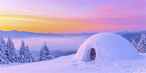 An Igloo In The Snow Background Igloo Hill Snow Background Image And