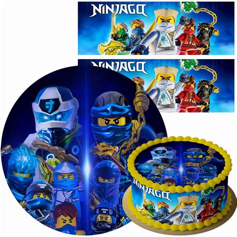 Zestaw Opłatek Na Tort Lego Ninjago Dwa Obwody Tekst Wafers Premium
