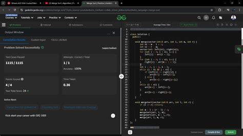 dsa sortingalgorithms mergesort codingjourney dailyprogress