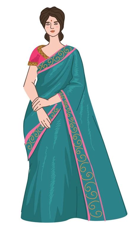 Indian Woman Wearing Saree Dress Ethnic Clothes 17793988 Vector Art At Vecteezy