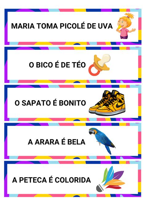 65 Fichas de Leitura Frases Sílabas Simples
