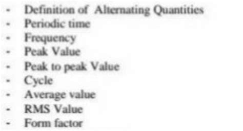 Define The Following Terms Related To Alternating Quantities Definition