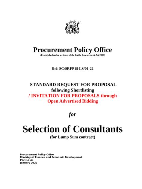 Dossiers Types D Appel D Offres Procurement Policy Office Ppo Govmu