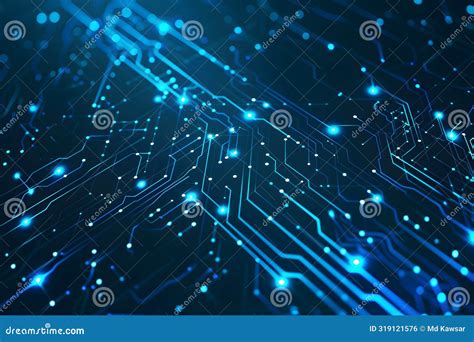 Abstract Blue Technology Background With Glowing Connection Lines Ai Generated Stock