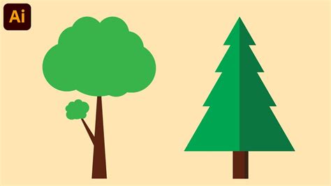 How To Draw Trees Adobe Illustrator Tutorial Youtube