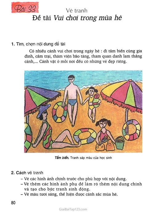 SGK Mĩ Thuật Bài Vẽ tranh Đề tài Vui chơi trong mùa hè