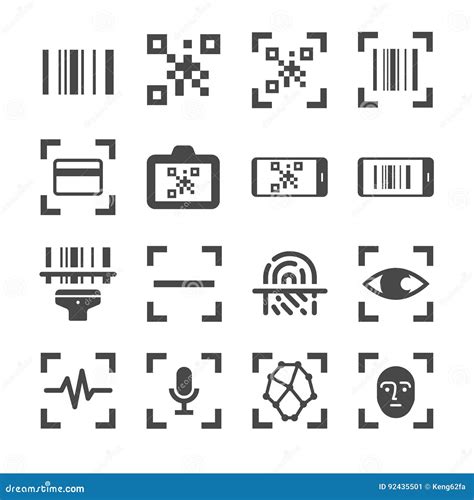 De Scanner Van De Qrcode En Reeks Van Het De Lijnpictogram Van Het