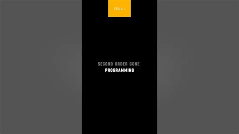 Second Order Cone Programming Socp Youtube