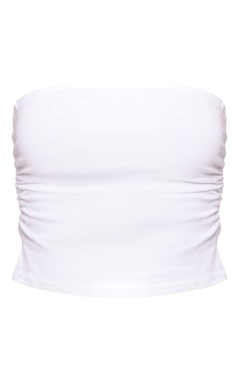 Top Bustier Long En Coton Blanc Tops Prettylittlething Fr