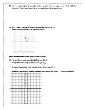 Unit 1 Test Foundations For Geometry PDF With Answers By Common Core Geometry