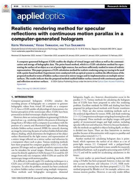 pdf realistic rendering method for specular reflectionswith